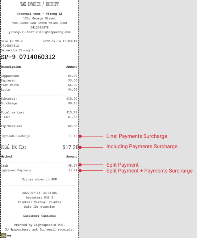 Surcharging with Lightspeed Payments – Lightspeed Restaurant POS (O-Series)