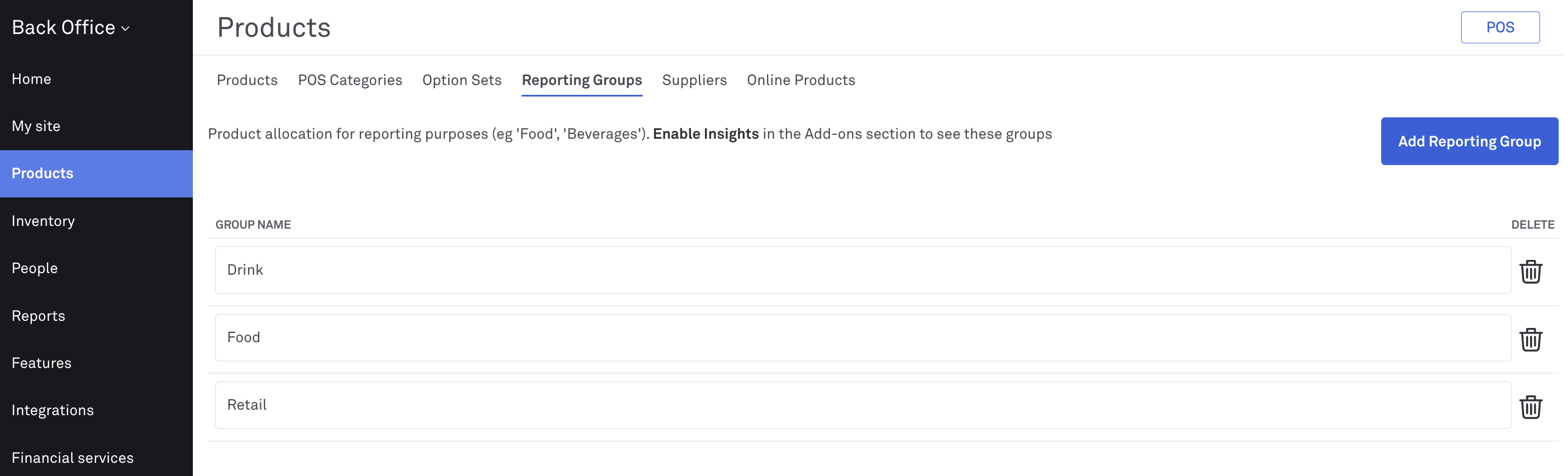 Setting up Reporting Groups – Lightspeed Restaurant POS (O-Series)