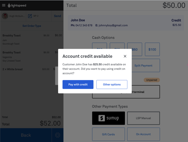 Setting up credit on account – Lightspeed Restaurant POS (O-Series)