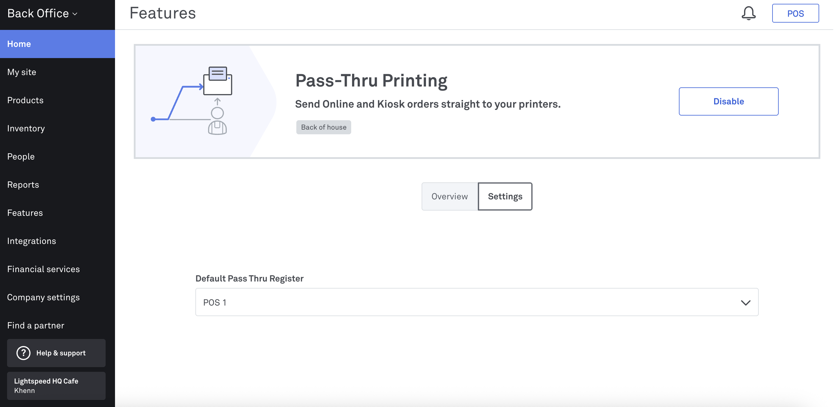 Setting up Pass-Thru Printing – Lightspeed Restaurant POS (O-Series)